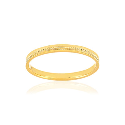 Alliance or 750 jaune motif perlé | MATY