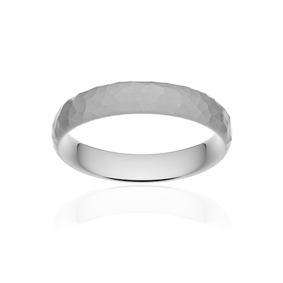 Alliance or 375 blanc martelé ruban confort 4,5mm | MATY