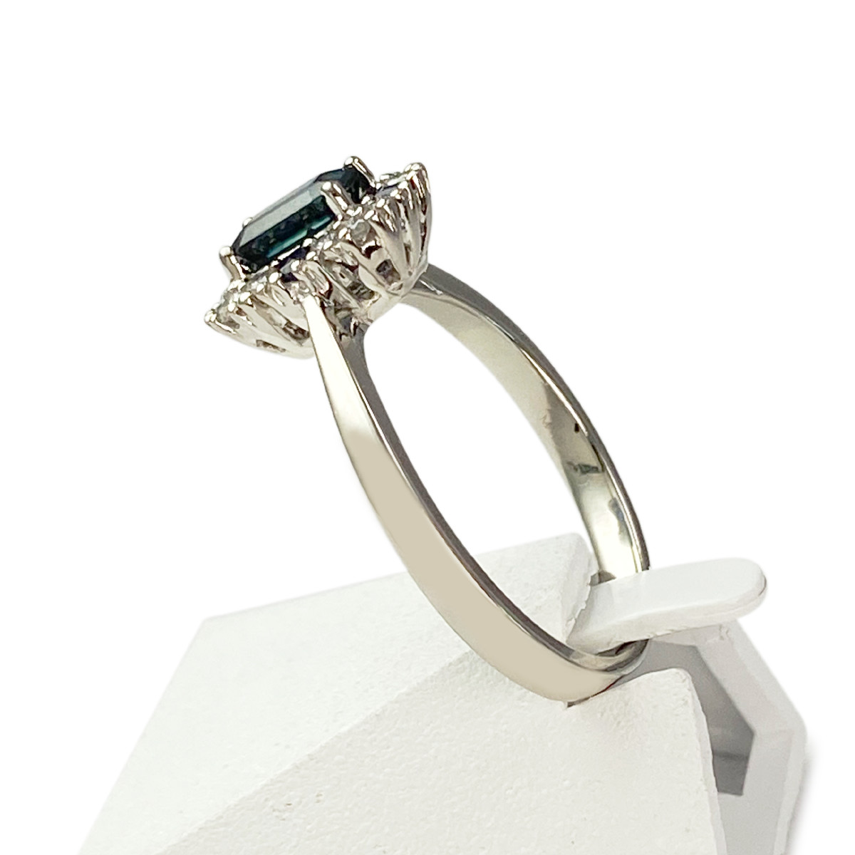 Bague or 750 blanc saphir et diamant | MATY