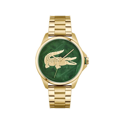 Montre LACOSTE le croc homme acier doré jaune cadran vert | MATY
