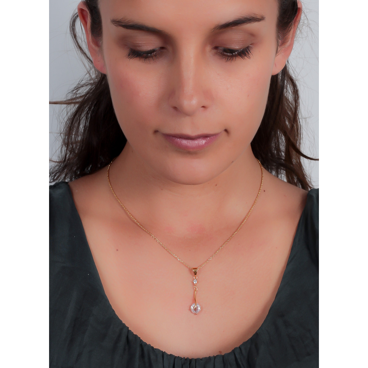 Pendentif plaqué or avec cubic zirconia 2COLORS | MATY