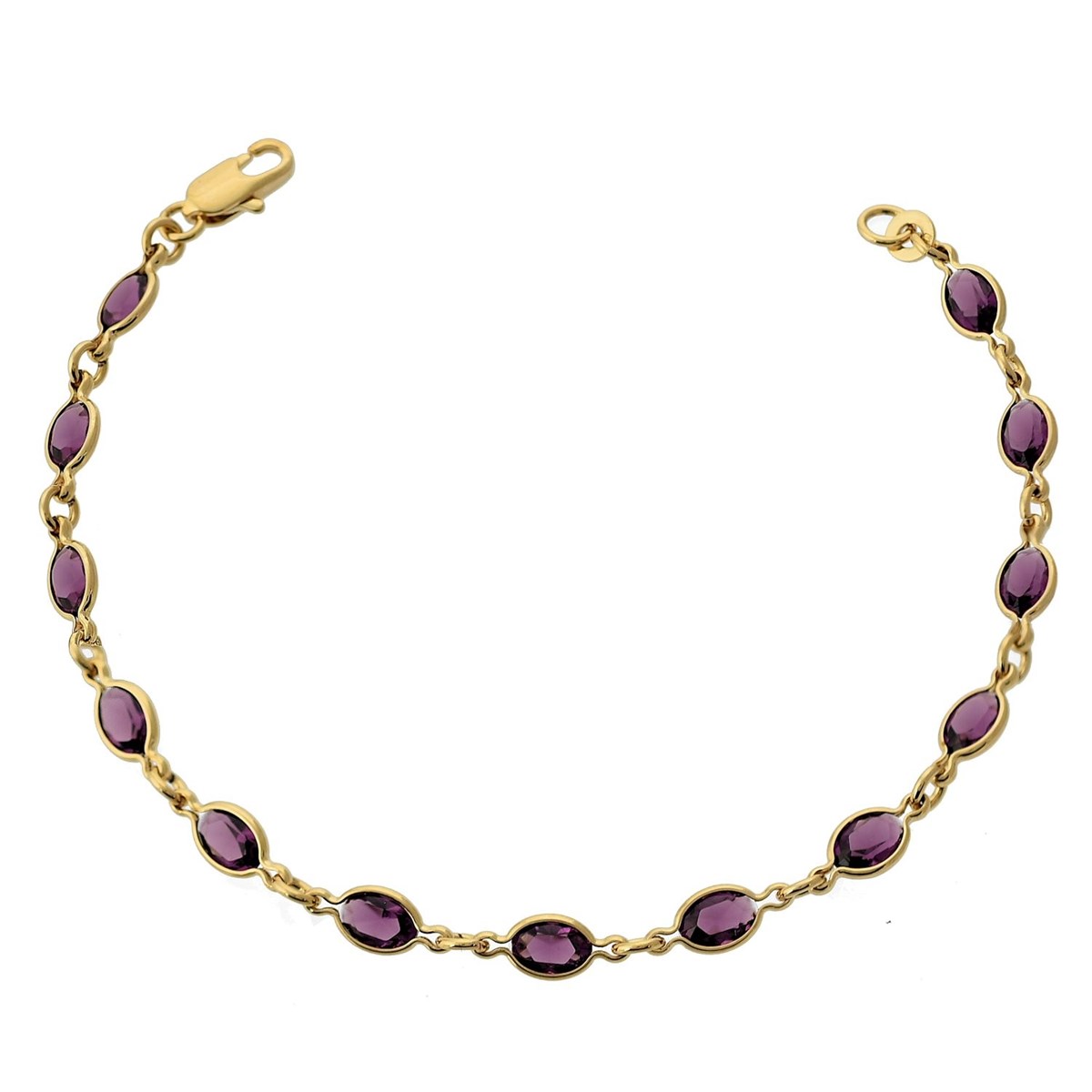 Bracelet femme ovale Plaqué OR 750 3 microns cristal Couleur Violet ...