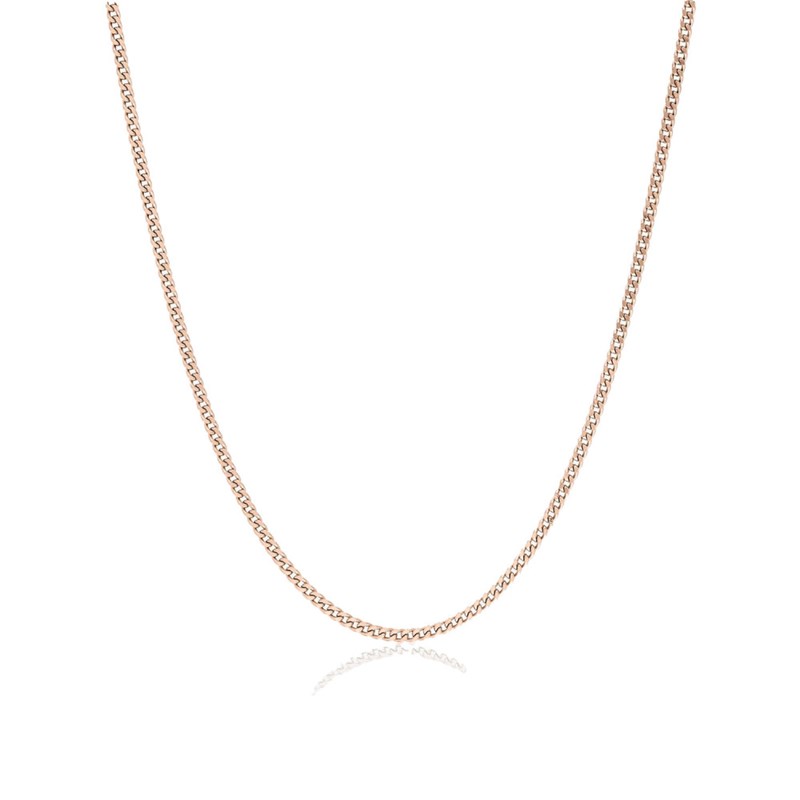 Chaîne mixte 40 cm - Maille Gourmette diamantée - Or rose 18 Carats ...