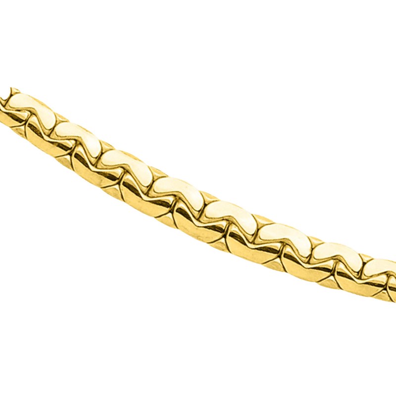 Collier Femme 42 cm - Maille Haricot - Or 18 Carats - Largeur centre 5 ...