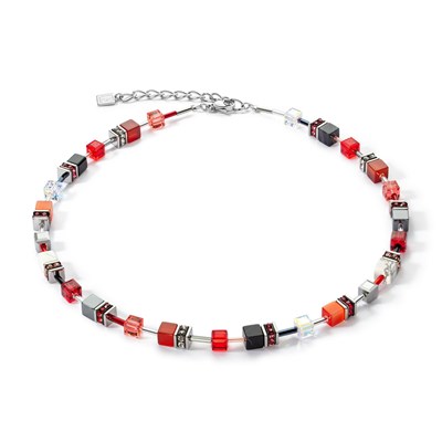 Collier Coeur de Lion Géocubes rouge et marbre | MATY