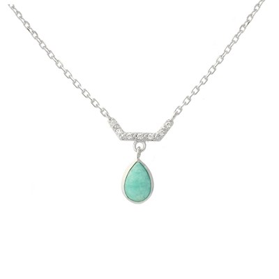 Collier goutte d'Amazonite pierre naturelle et oxydes de zirconium ...