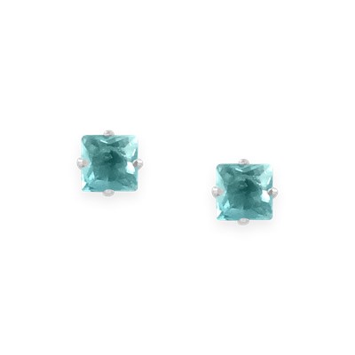 Boucles d'oreilles en acier argenté avec Oxyde de Zirconium carré ...