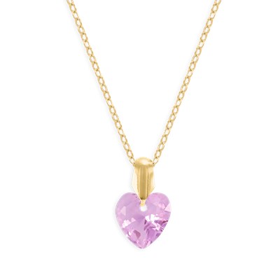 Collier coeur de cristal rose en acier doré NEOLIA BIJOUX PARIS | MATY