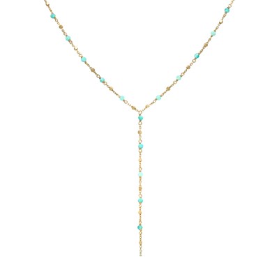 Collier Cravate Argent Doré Perles Naturelles Amazonite ORUSBIJOUX | MATY
