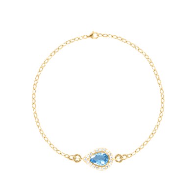 Bracelet plaqué or avec oxydes de zirconium teinte bleue NEOLIA BIJOUX ...
