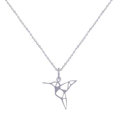 Collier Argent Colibri Ajouré - taille 42 cm LES POULETTES | MATY