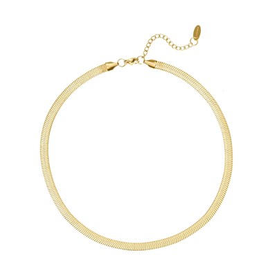 Collier maille plate acier dorée or LUZAKA | MATY