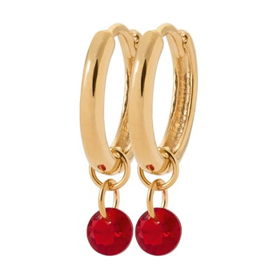 Boucles d'oreilles créoles Brillaxis pampille rouge | MATY