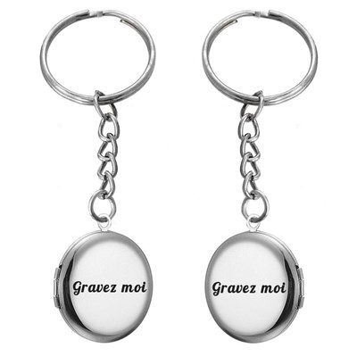 Key ring medallion photo steel personalized engraving recto verso ...