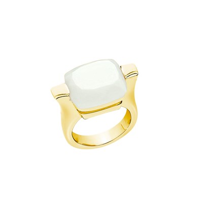 Bague Athéna En Argent Doré Pierre Blanche ORUSBIJOUX | MATY