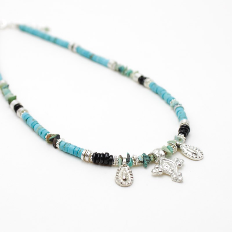 Collier heishi ethnique bleu - JOANNE L ATELIER DES DAMES | MATY