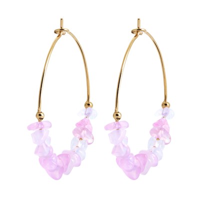 Créoles Brillaxis plaqué or quartz rose | MATY